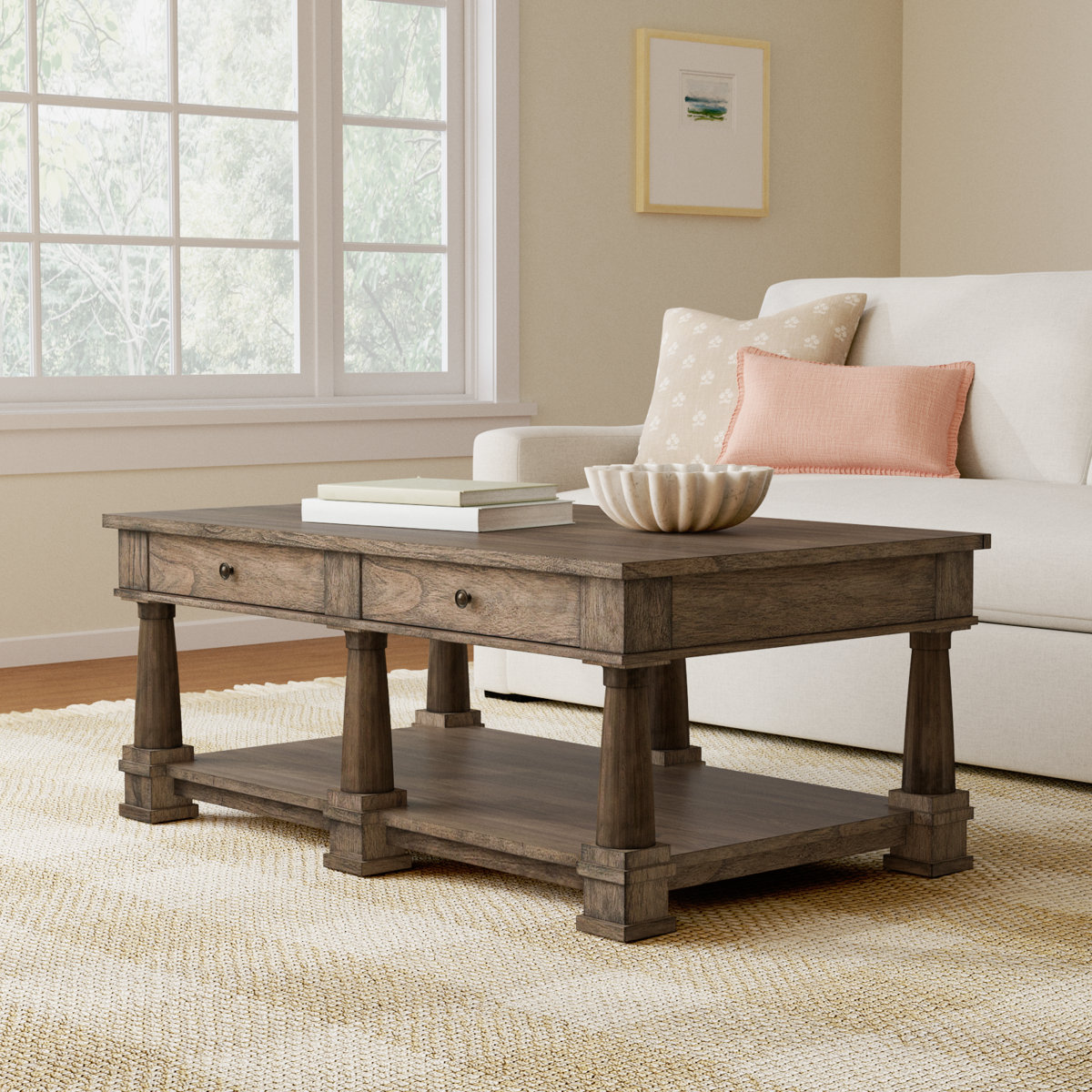 Birch Lane™ Stephens 4 Legs Coffee Table with Storage & Reviews | Wayfair